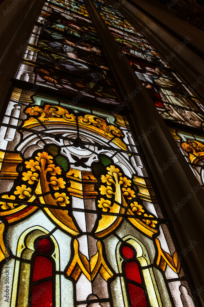 Colorful Stained Glass Windows Inside The Cathedral of St. John the ...