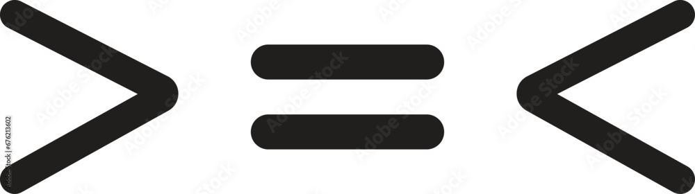 Less than, greater than and equal icon set vector isolated on white ...