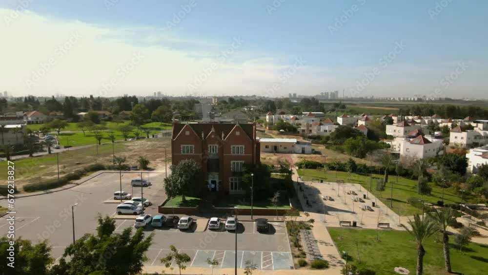 Aerial Dron Shot of replica of the '770' Brooklyn , New York, building ...
