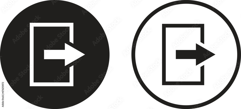 Logout icon set vector in two styles . Exit icon . Quit icon Stock ...