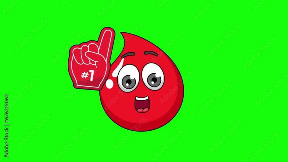 number 1 fan blood cartoon emoticon, looping animation vídeo de Stock ...