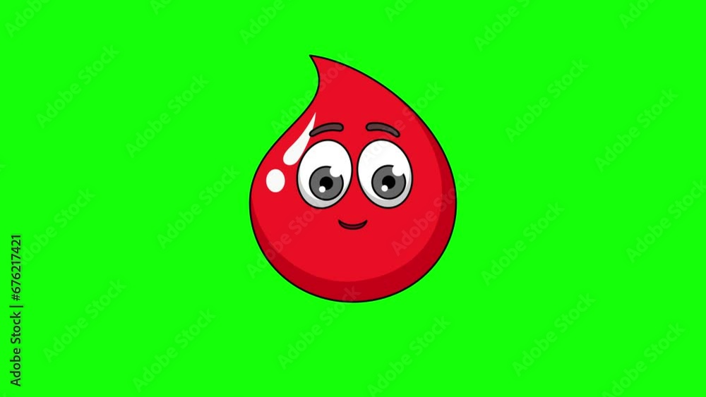 blood cartoon character with a saluting face, emoji emoticon animation ...