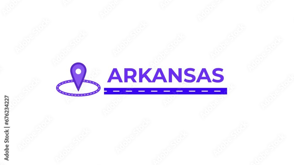 Arkansas location name maps icon animation. Alpha matte with ...