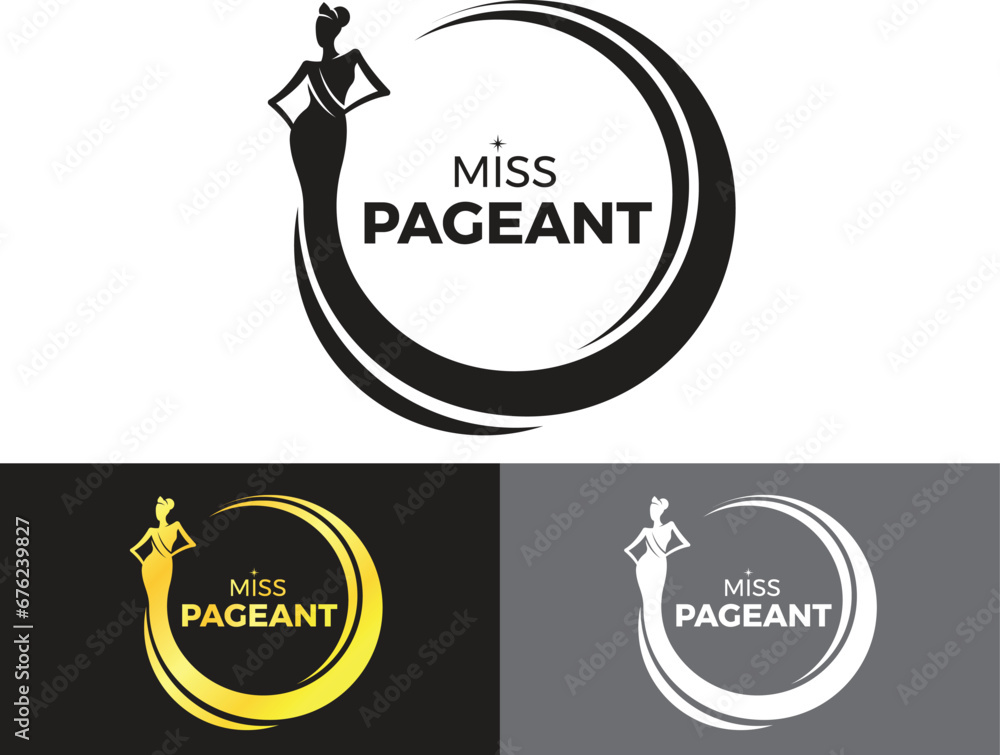 Miss pageant logo - Black and gold and white tone The beauty queen ...