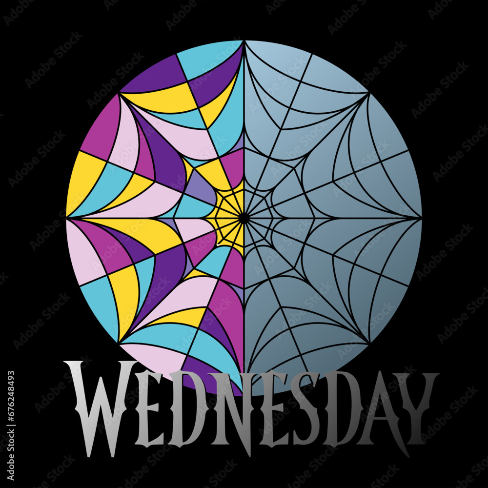 Wednesday stained glass window background. Stained glass window in the ...