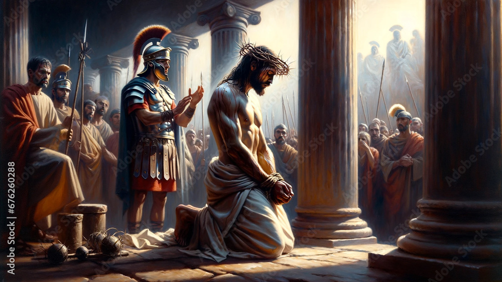 Crowned in Suffering: Jesus's Scourging and Mockery by Roman Soldiers ...
