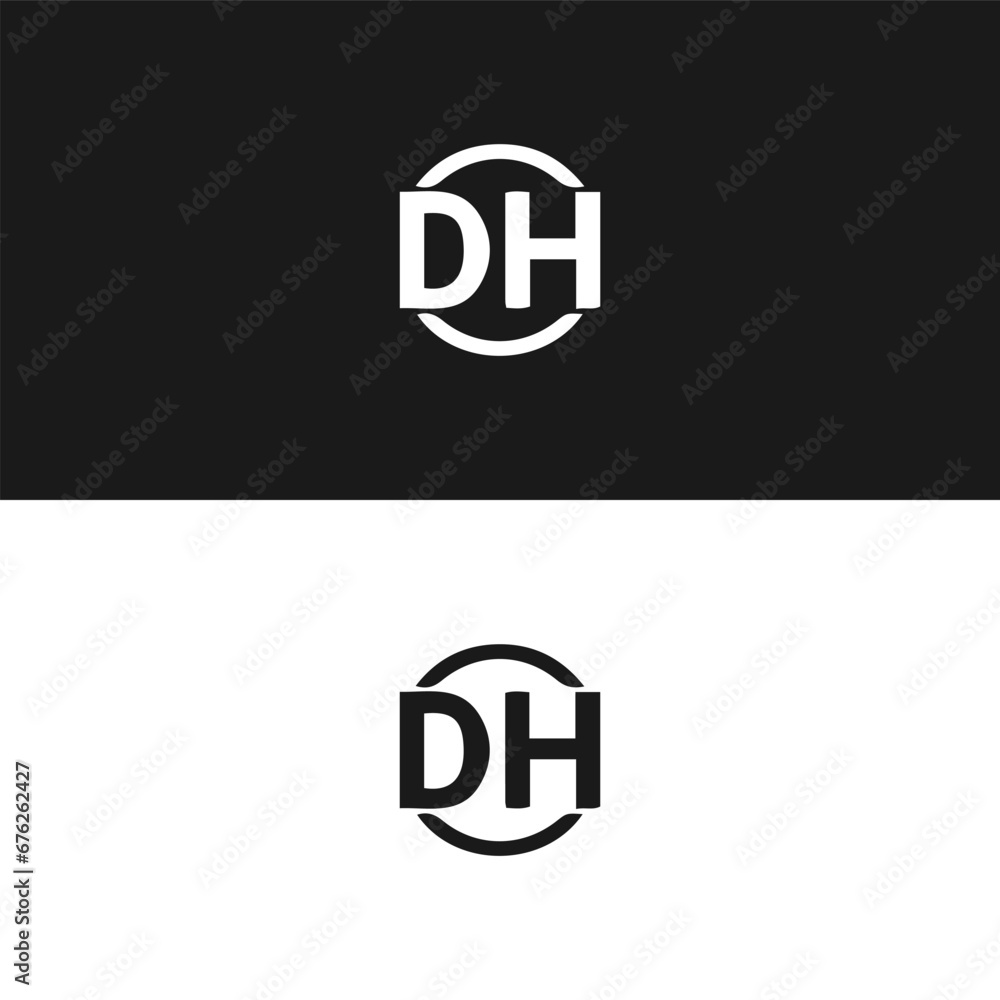 DH logo. D H design. White DH letter. DH, D H letter logo design ...