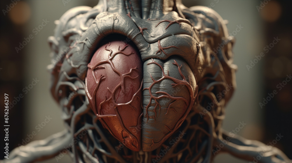 Three-dimensional rendering work Simulated inside the head You can see ...