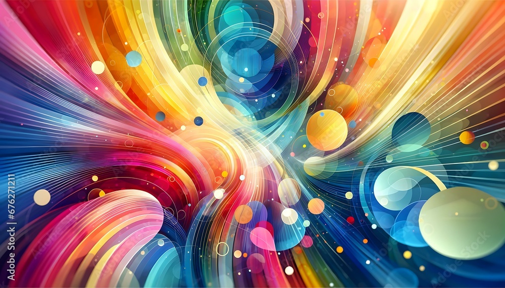 Abstract background with colorful, radiant circles overlapping each ...