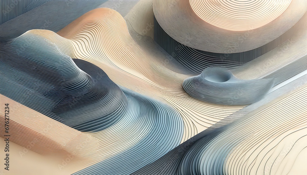 Abstract background with a minimalist color scheme, featuring a 3D ...