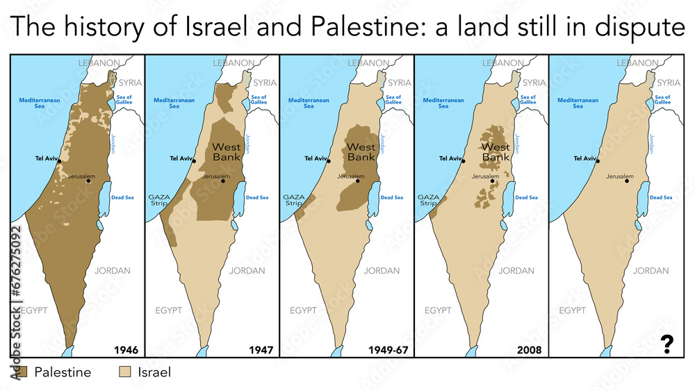 The map of the history of the disputed land between Palestine and ...