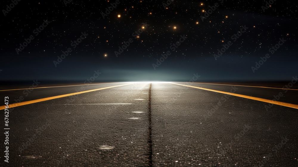 Empty highway at night with car lights in the background,highway road ...
