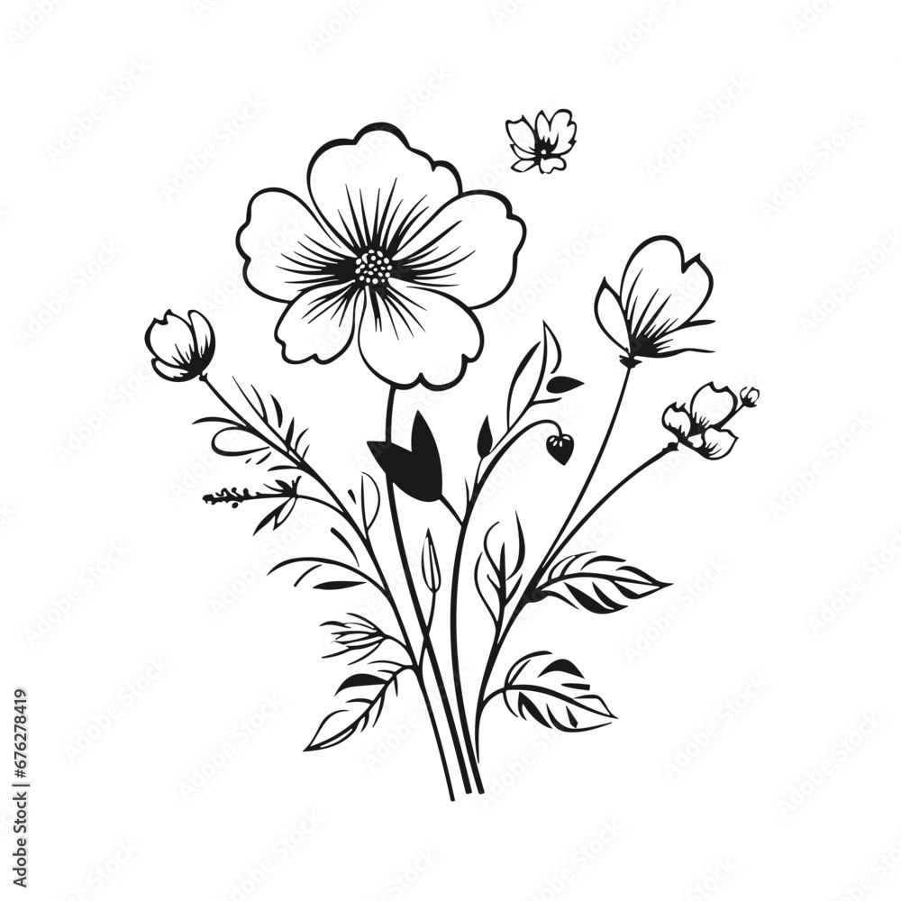 Vetor do Stock: Line Drawing, Line art png, Line Art Prints, Spring ...