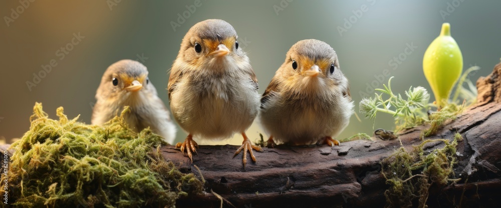 Five Funny Little Birds Sparrows Sitting , Background Image For Website ...