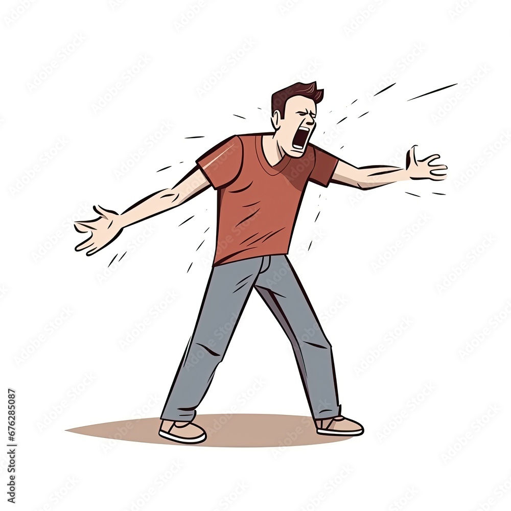 An illustration of an agitated person. Angry man. Fury, emotions. Flat ...