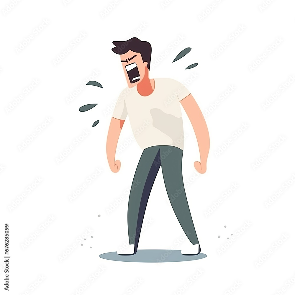 An illustration of an agitated person. Angry man. Fury, emotions. Flat ...
