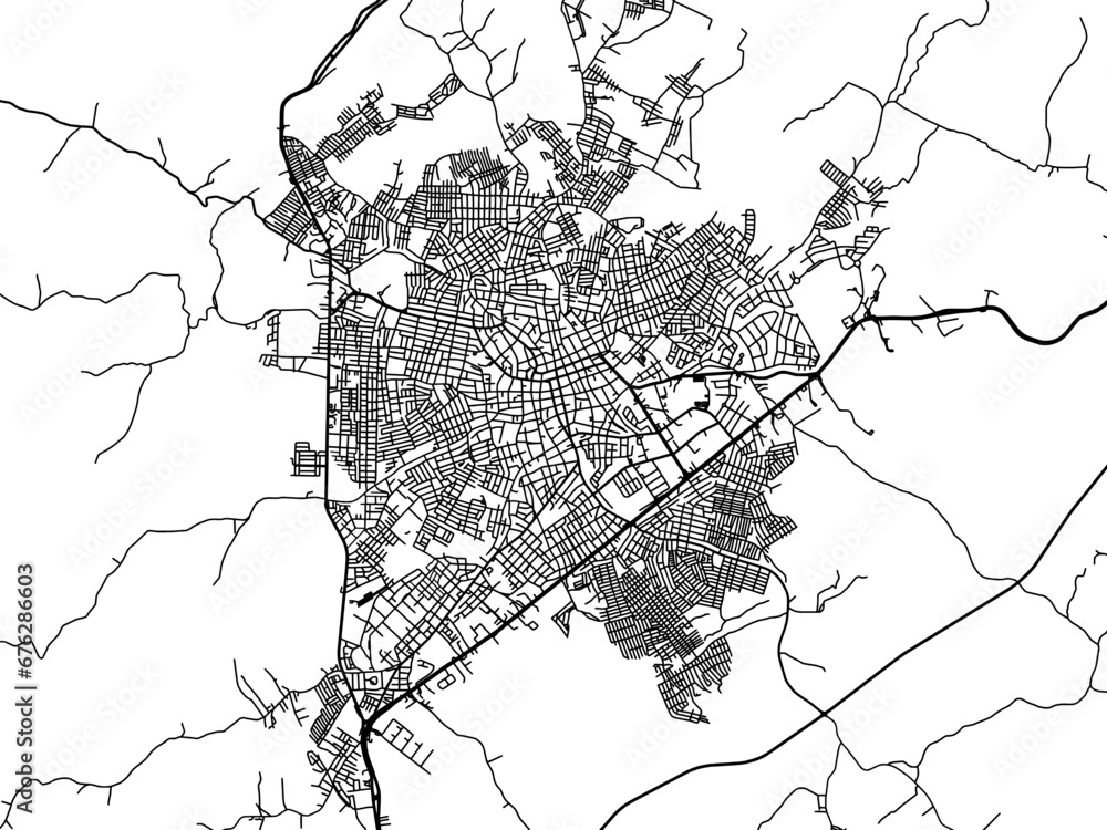 Vector road map of the city of Sincelejo in Colombia with black roads ...