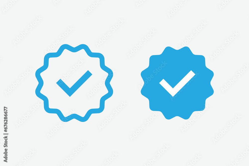 vector illustration of blue tick icon on grey background for website ...