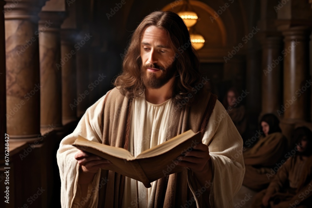 Jesus Christ the Lord and Savior preaching and teaching in the temple ...