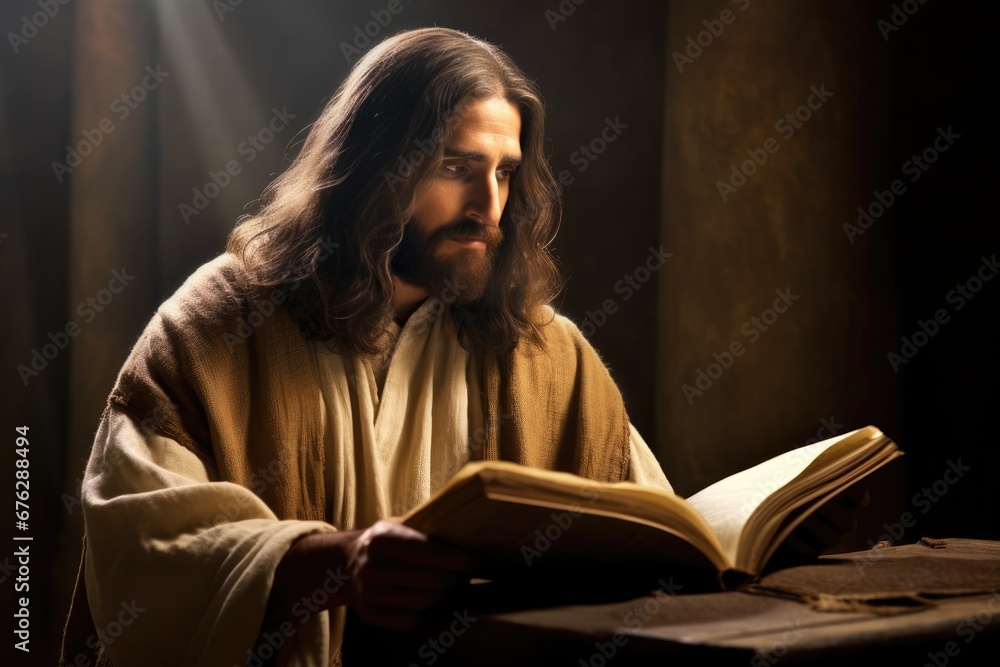 Jesus Christ preaching in the synagogue Stock Illustration | Adobe Stock