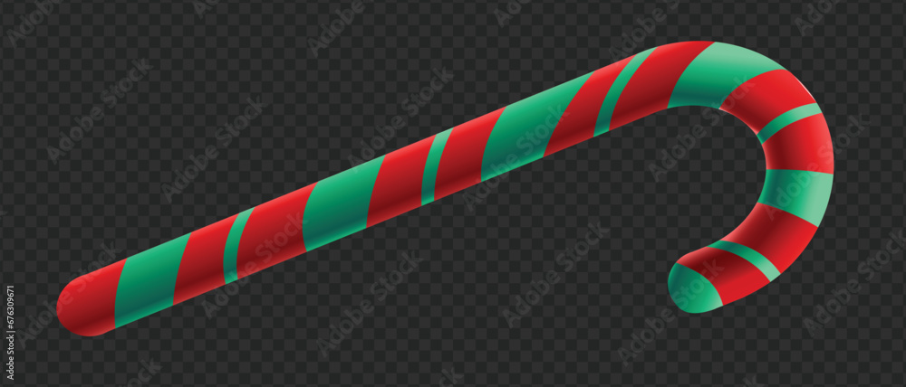 Vector 3D Realistic Candy Cane Isolated on Transparent Backdrop Candy ...