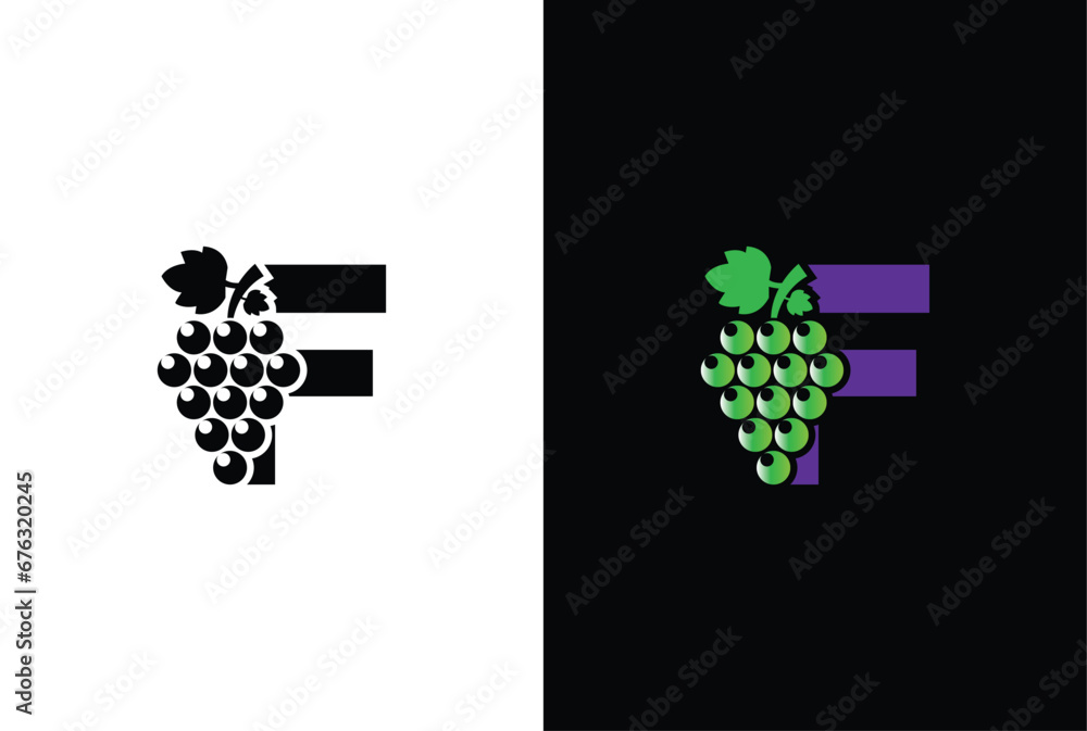 Initial letter F logo. Modern and simple letter F for the Grape symbol ...