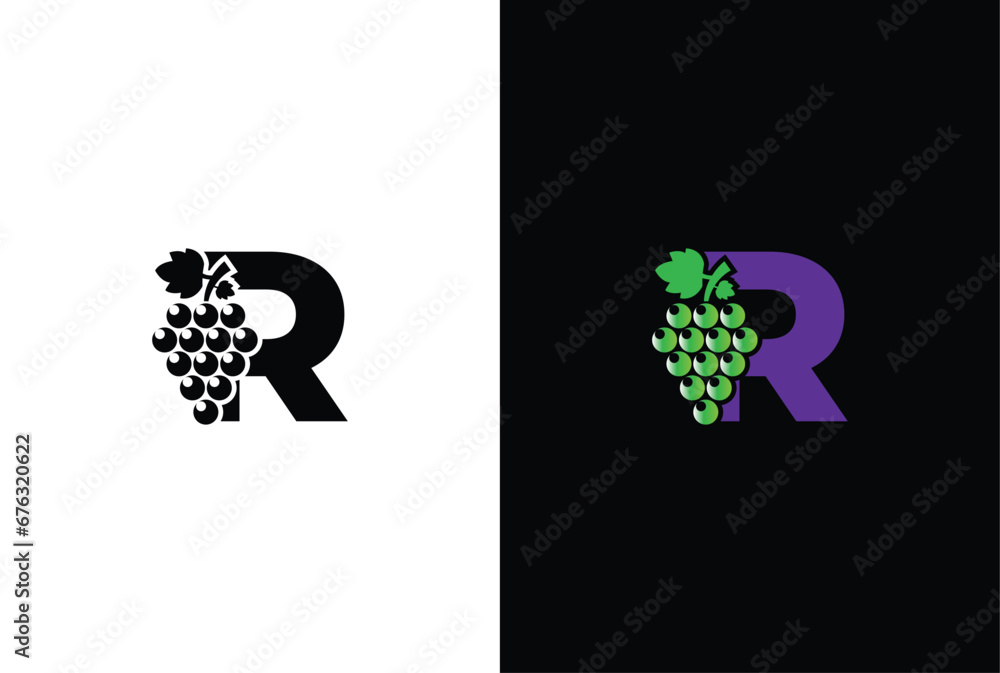 Initial letter R logo. Modern and simple letter R for the Grape symbol ...