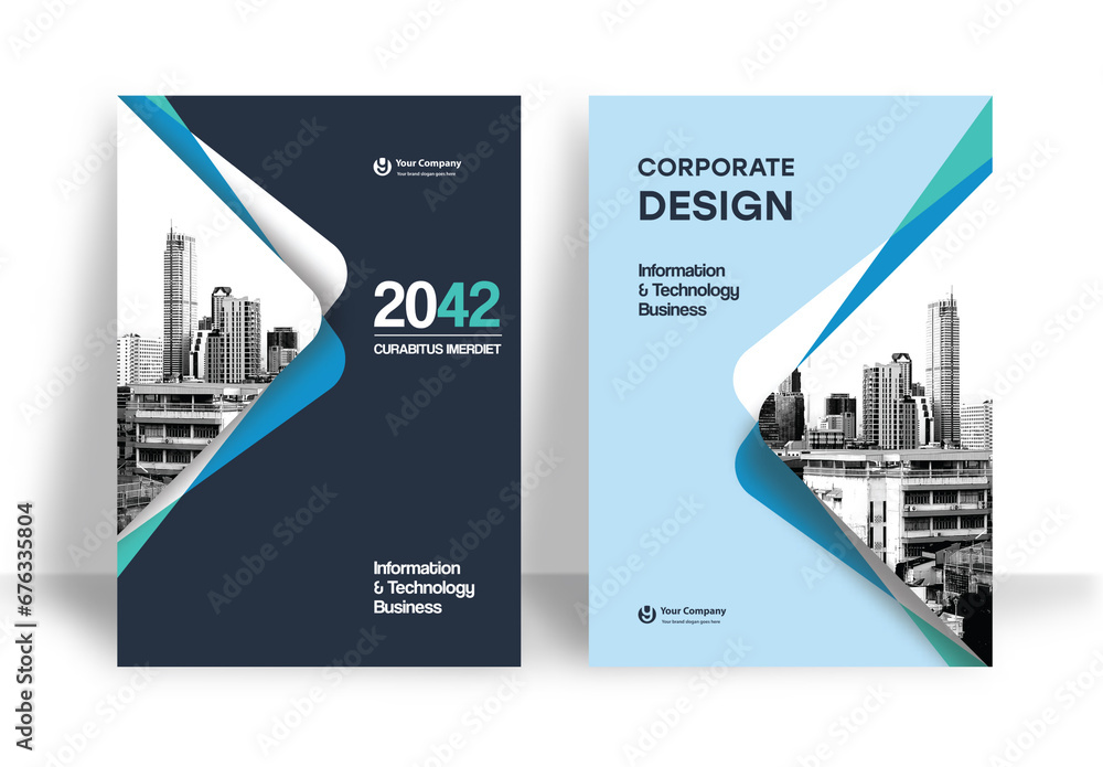 Blue and White Book Cover Layout Stock Template | Adobe Stock