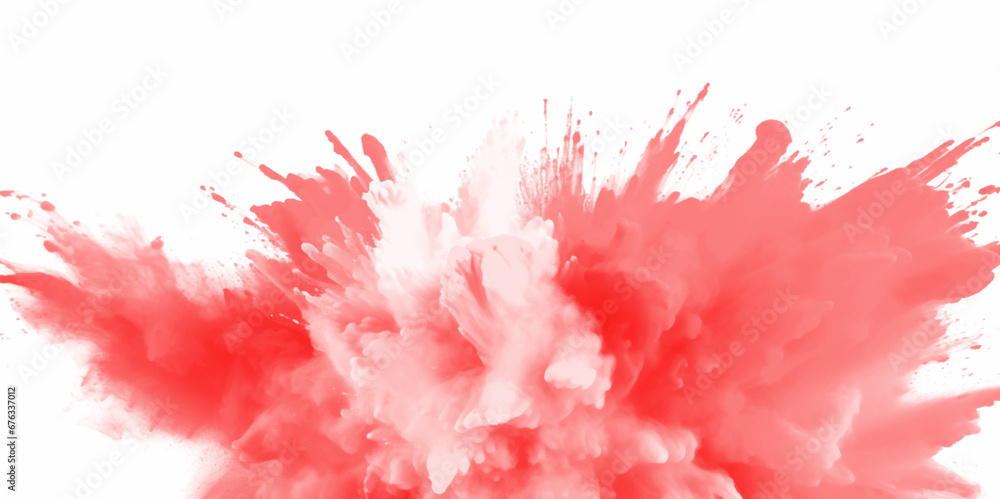 Abstract texture of exploding powder colorful red color, isolated on ...