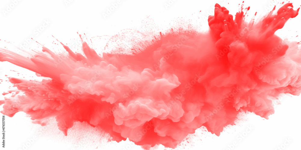 Abstract texture of exploding powder colorful red color, isolated on ...
