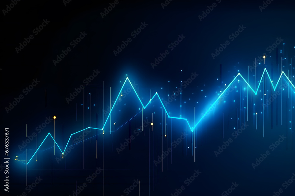 Stock market trading graph and candlestick chart on screen monitor for ...