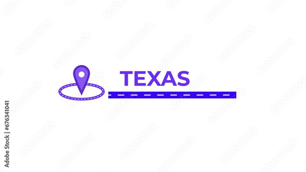 Texas location name maps icon animation. Alpha matte with transparent ...