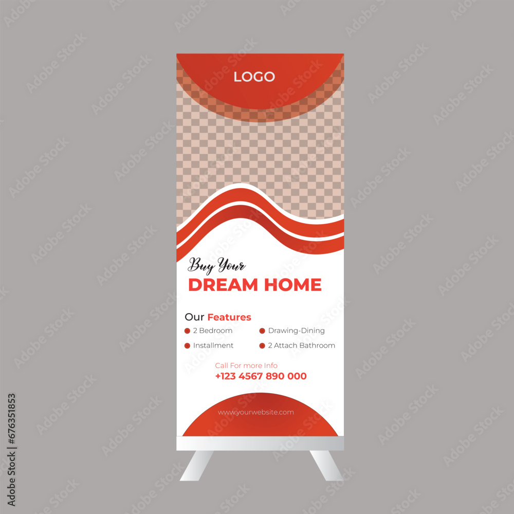 REAL ESTATE ROLL UP BANNER DESIGN TEMPLATE FOR MARKETING PROMOTION..A4 ...