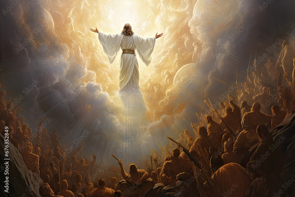 Glorious Ascension of Jesus Christ in heaven light Stock Illustration ...
