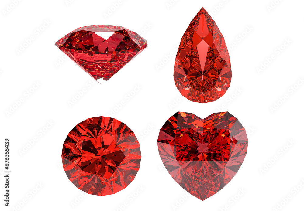 3D illustration of rubies isolated on transparent background Stock ...