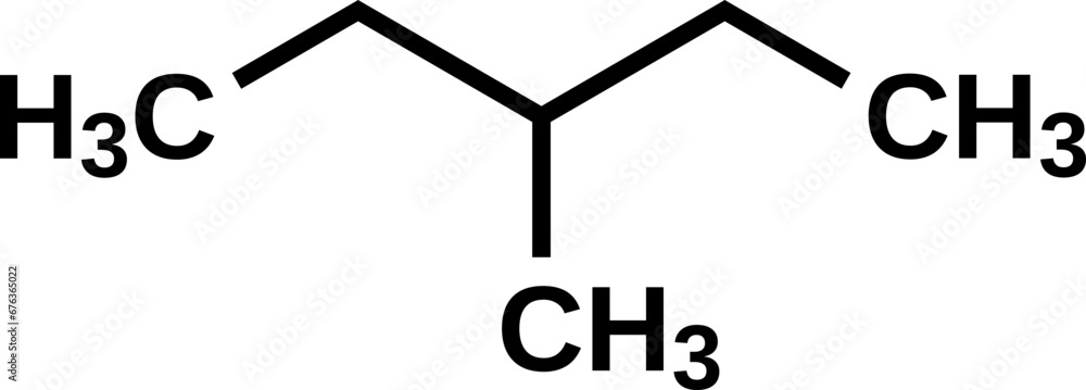 3-methylpentane structural formula, hexane isomer vector illustration ...