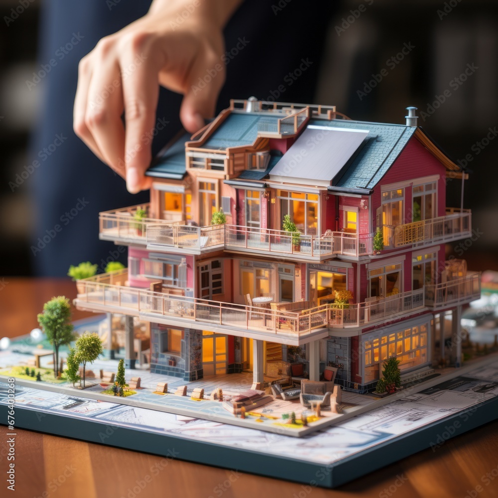 The layout of a small house on an architectural plan. Construction ...