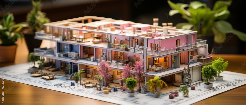 The layout of a small house on an architectural plan. Construction ...