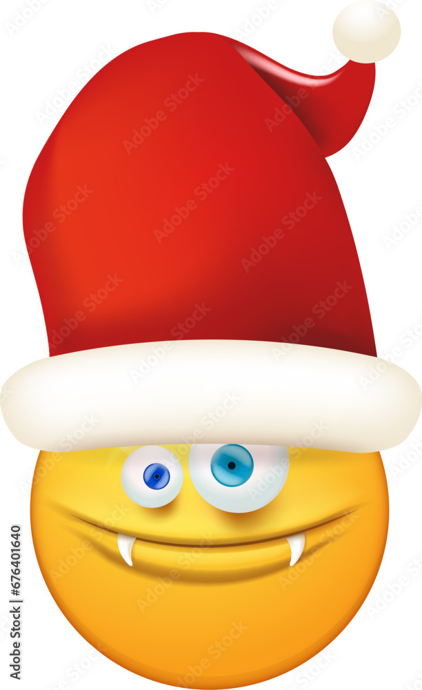 Santa Smiling Face with monster mouth and eyes isolated on white ...