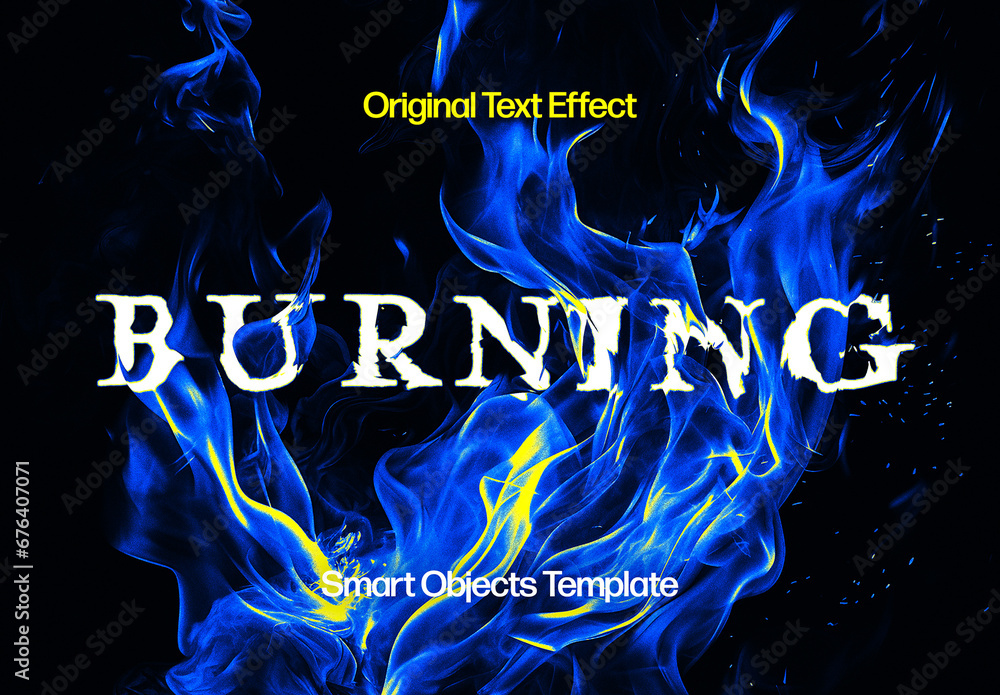 Flame Distortion Text Effect Mockup With Generative AI Stock Template | Adobe Stock