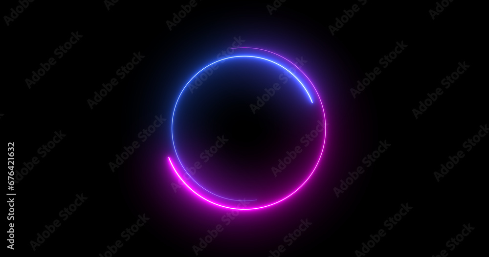 Futuristic neon-colored retro-style glowing circles motion graphic ...