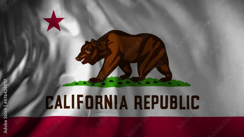 California flag waving animation California Flag Close Up Realistic ...