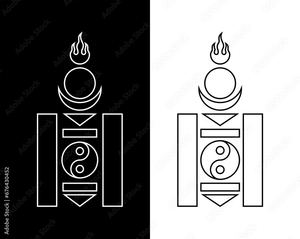 Soyombo icon. Symbol of Buddhism and religion of Mongolia. Consists of ...