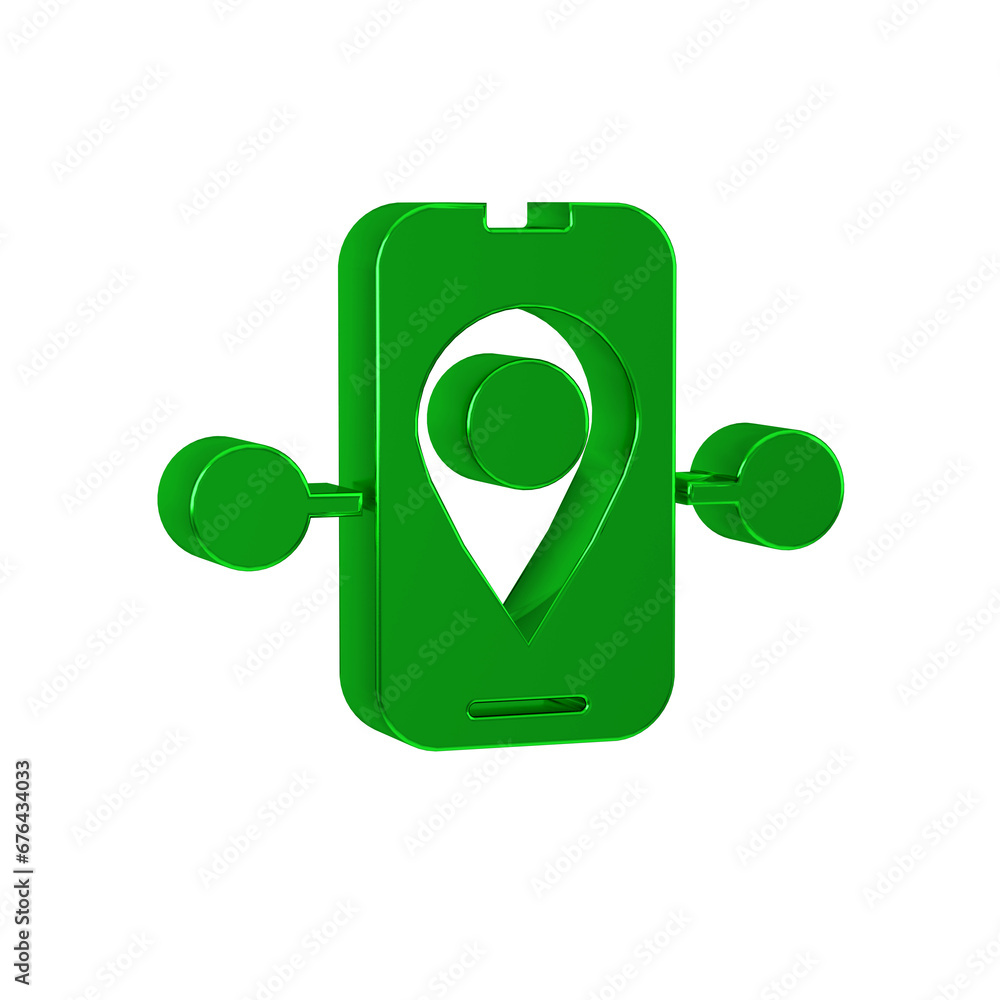 Green Route location icon isolated on transparent background. Train ...