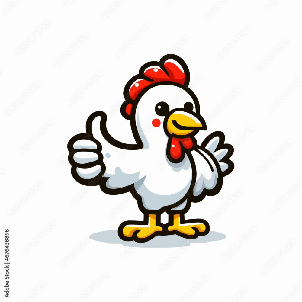 cartoon vector cute chicken giving thumbs up cartoon vector icon ...