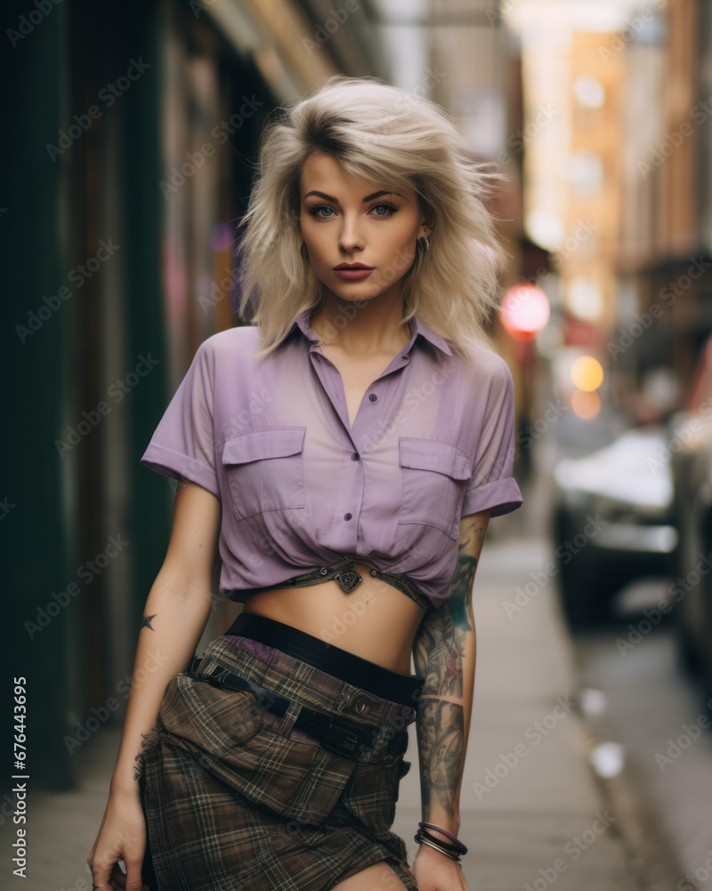 Generative Ai Young And Beautiful Tattooed Woman Gracefully Posing On