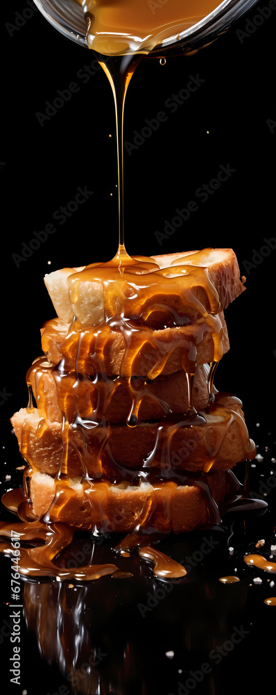 A tall photo captures golden French toast bathed in syrup, an inviting ...