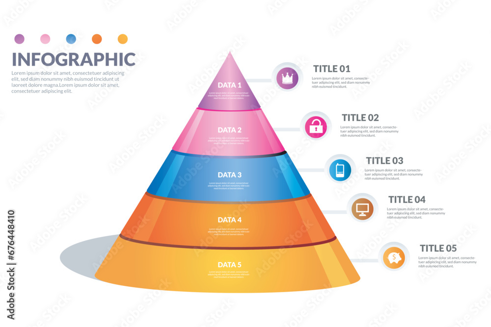 3D pyramid infographic template for business, education, web design ...