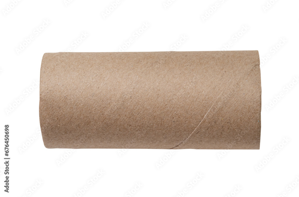 Single lying tissue paper roll core isolated on white background with ...
