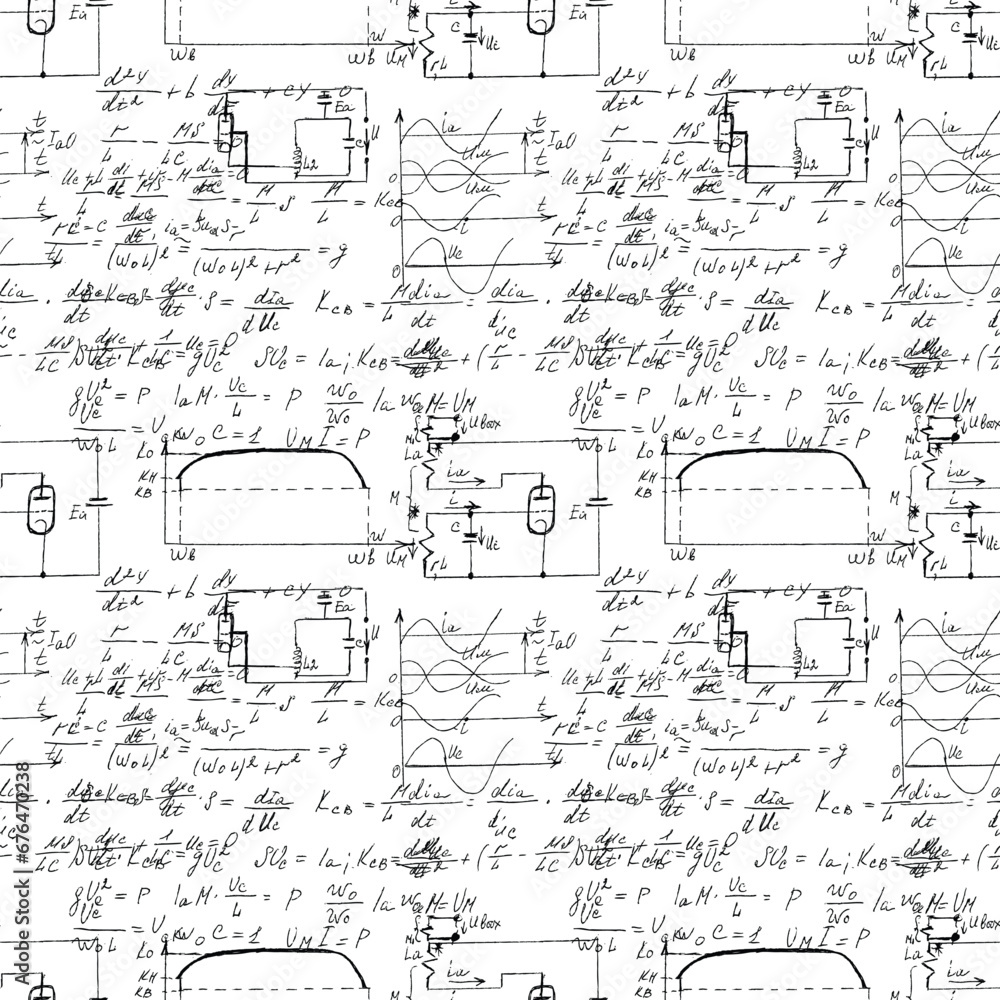 Mathematical seamless texture with handwritten math, algebra and ...
